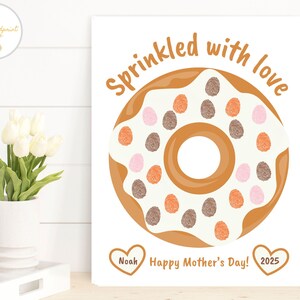 Donut Mother's Day Fingerprint Craft, Mom Fingerprint Art Grandma Gift ...