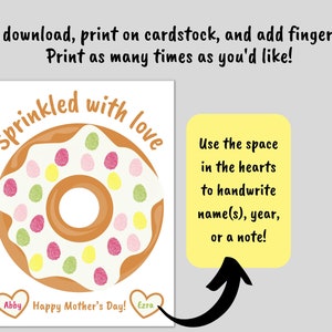 Donut Mother's Day Fingerprint Craft, Mom Fingerprint Art Grandma Gift ...