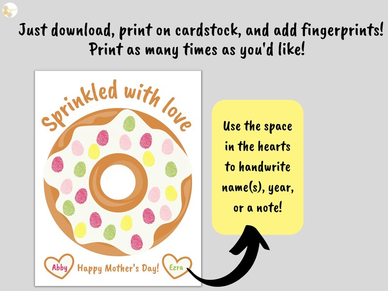Donut Mother's Day Fingerprint Craft, Mom Fingerprint Art Grandma Gift ...