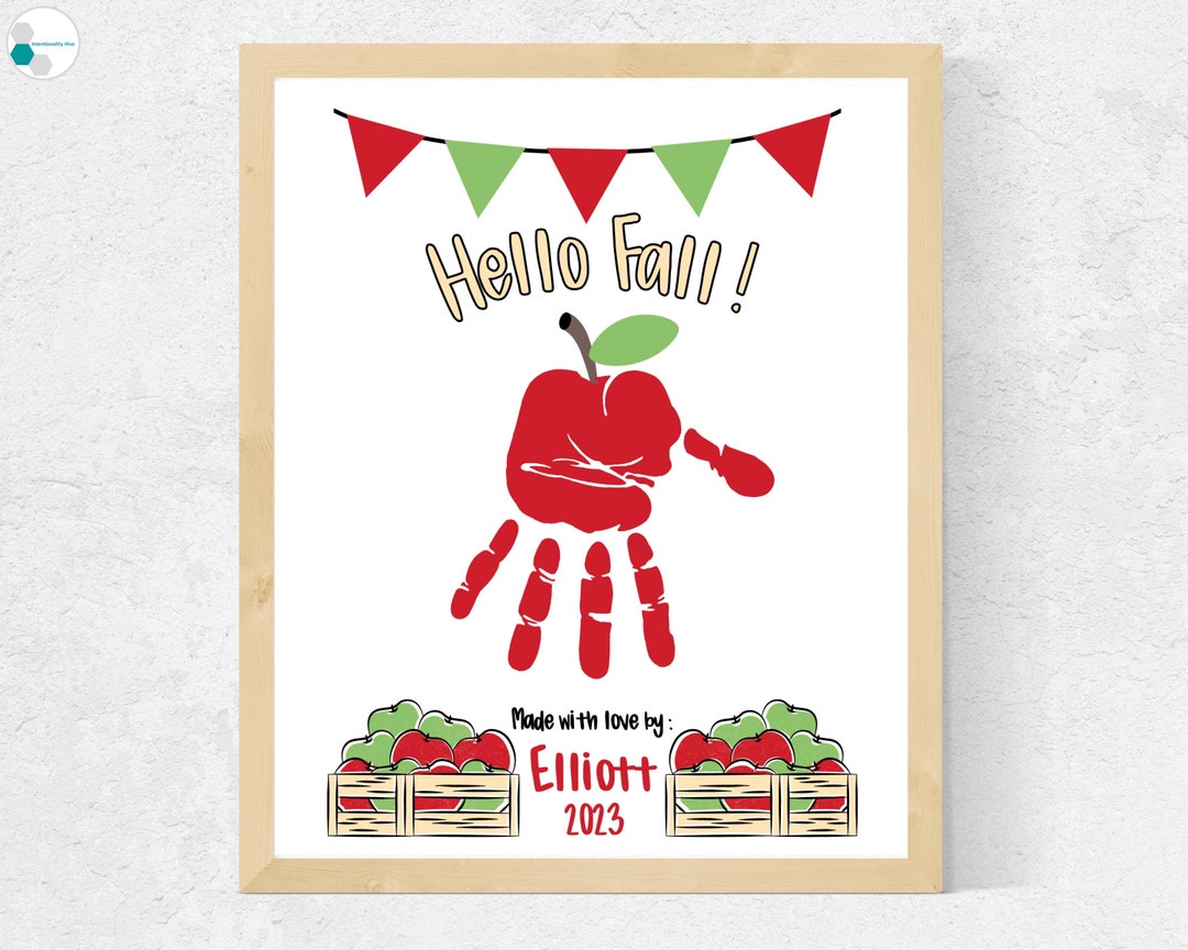 Fall Handprint Art Craft, Fall Apple Handprint Craft for Toddlers Baby ...