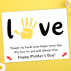 Mother's Day Handprint Art Craft for Toddler Baby Kids, Love Handprint ...