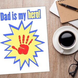 Hero Dad Handprint Father's Day Printable, Superhero Father's Day Gift ...