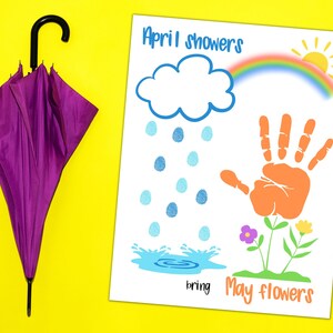 April Showers Handprint Fingerprint Craft, April Showers Craft for ...