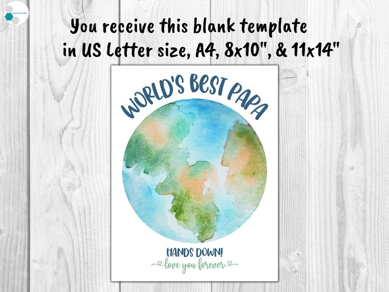 World's Best Papa Hands Down PRINTABLE, Papa Handprint Art Gift, Papa ...