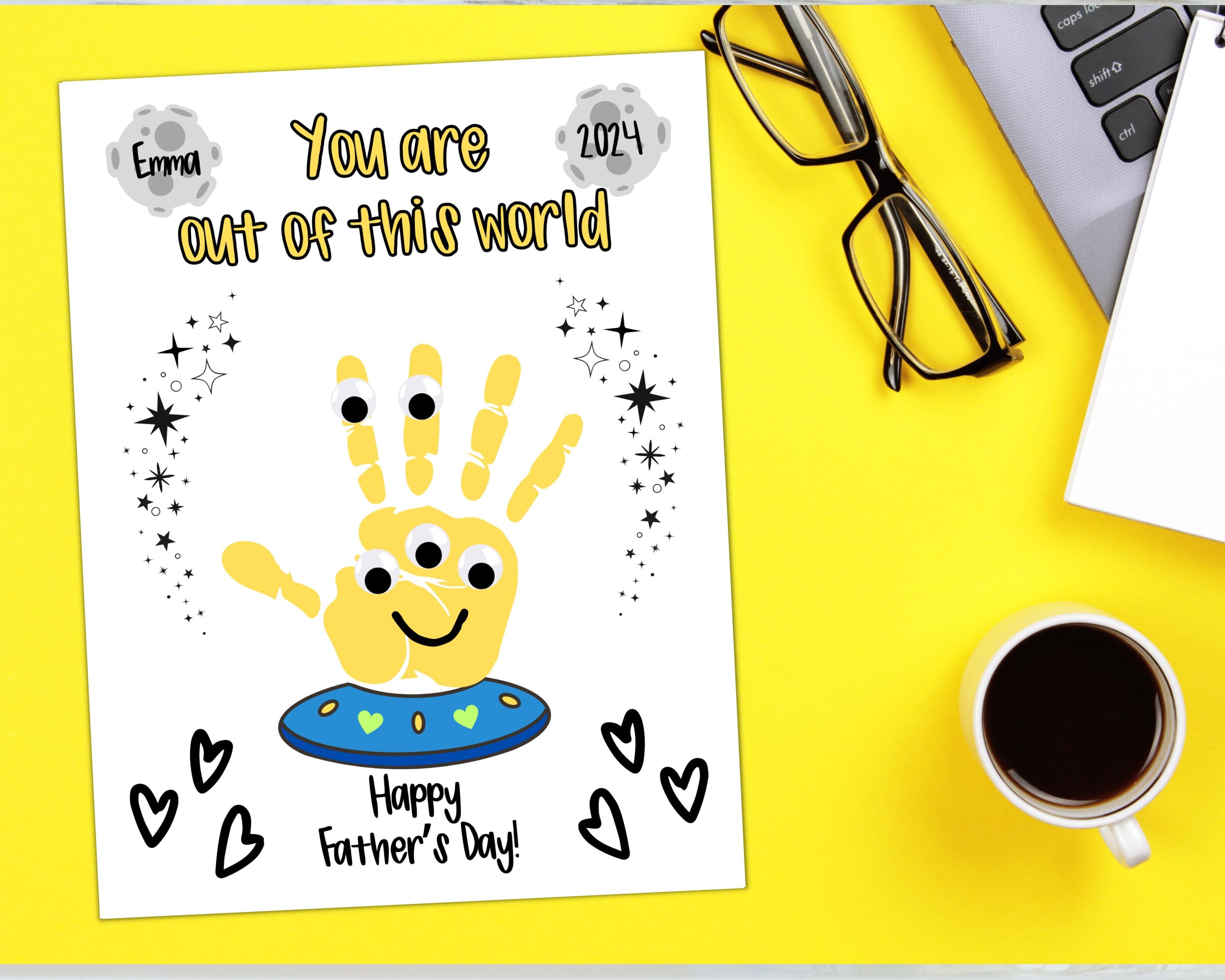 Space Alien Handprint Art Father's Day Craft UFO, Daddy Dad Handprint ...