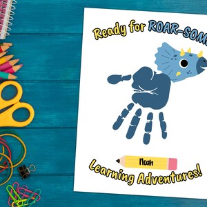 Dinosaur Back to School Handprint Art Craft, My First Day of School ...