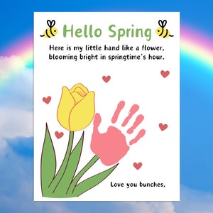 Spring Handprint Poem Tulip Art, Spring Flower Handprint Art, Spring ...