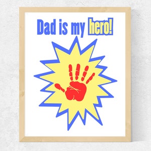 Hero Dad Handprint Father's Day Printable, Superhero Father's Day Gift ...