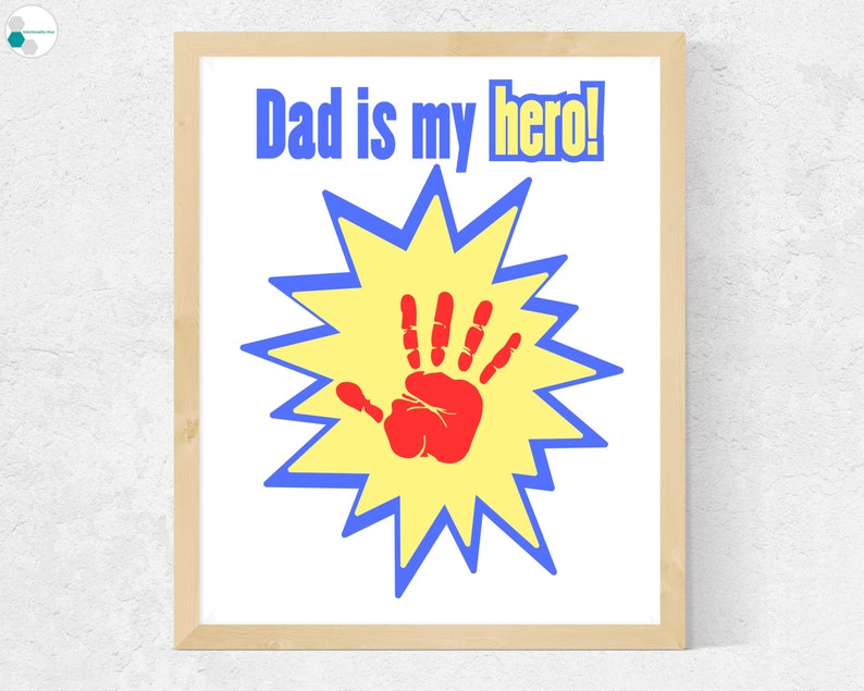Hero Dad Handprint Father's Day Printable Superhero - Etsy