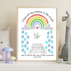 Noah's Ark Craft for Kids, Fingerprint Art Religious, Church Sunday ...