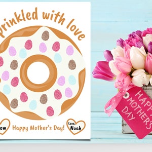 Donut Mother's Day Fingerprint Craft, Mom Fingerprint Art Grandma Gift ...