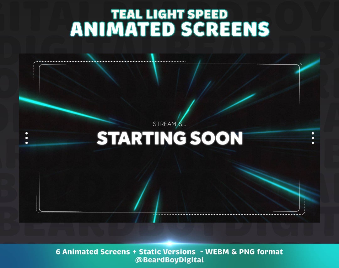 Animated Teal Light Speed Screens for Twitch | Stream Scenes, Overlay ...