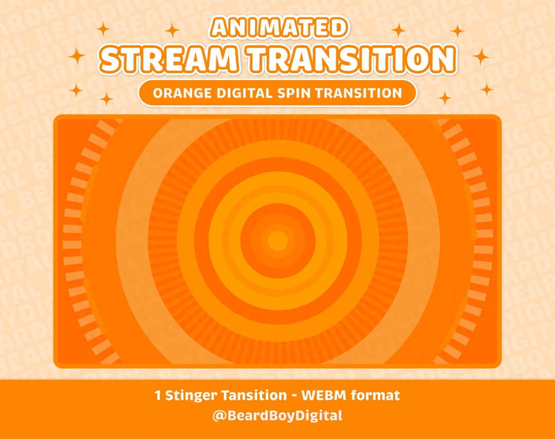 Animated Stinger Transition - Orange Digital Spin | Twitch, OBS, Stream ...