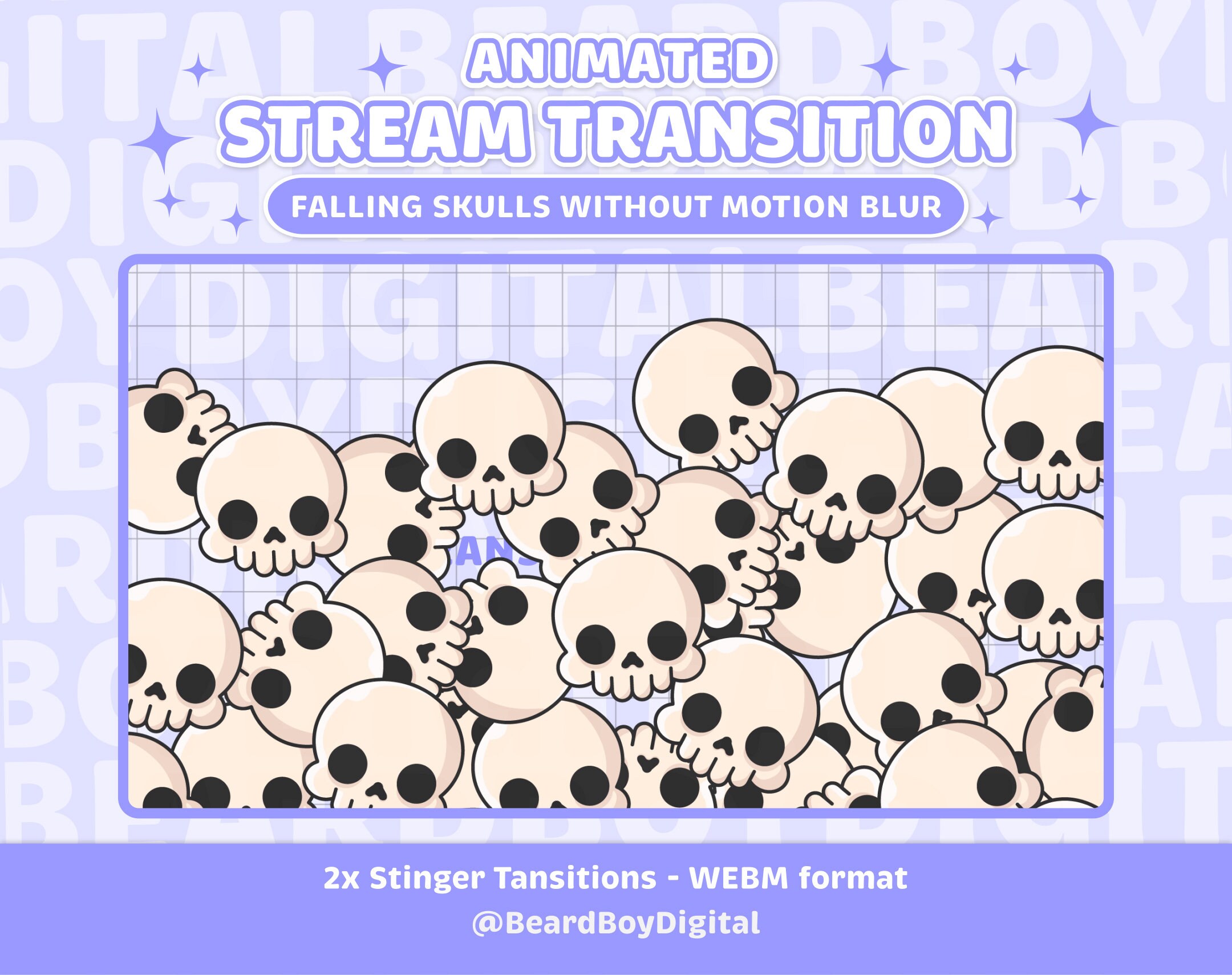 Animated Stream Transition - Cute Falling Skulls | Twitch Stinger, OBS ...