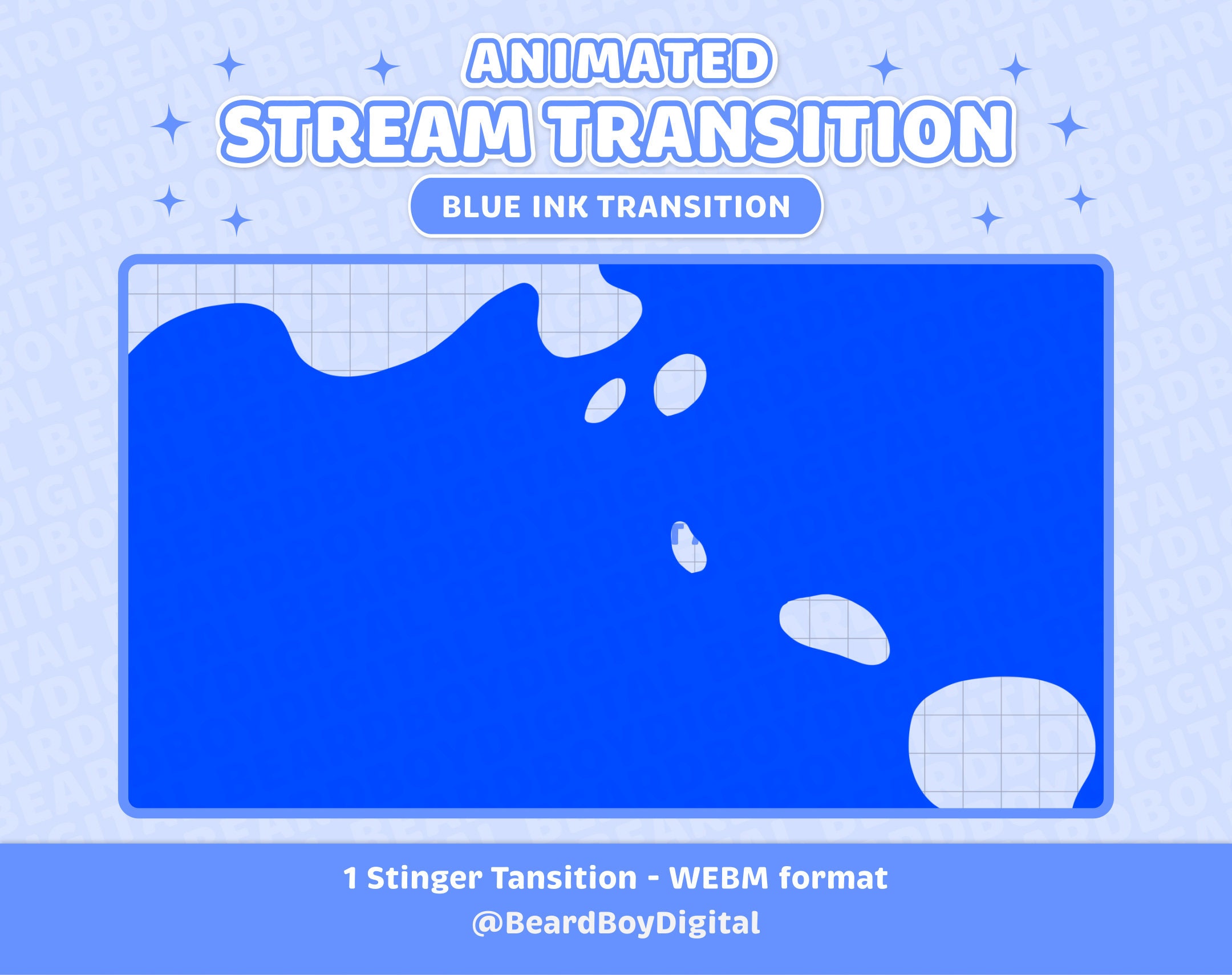 Blue Ink Animated Stinger Transition | Twitch, OBS, Stream Assets ...