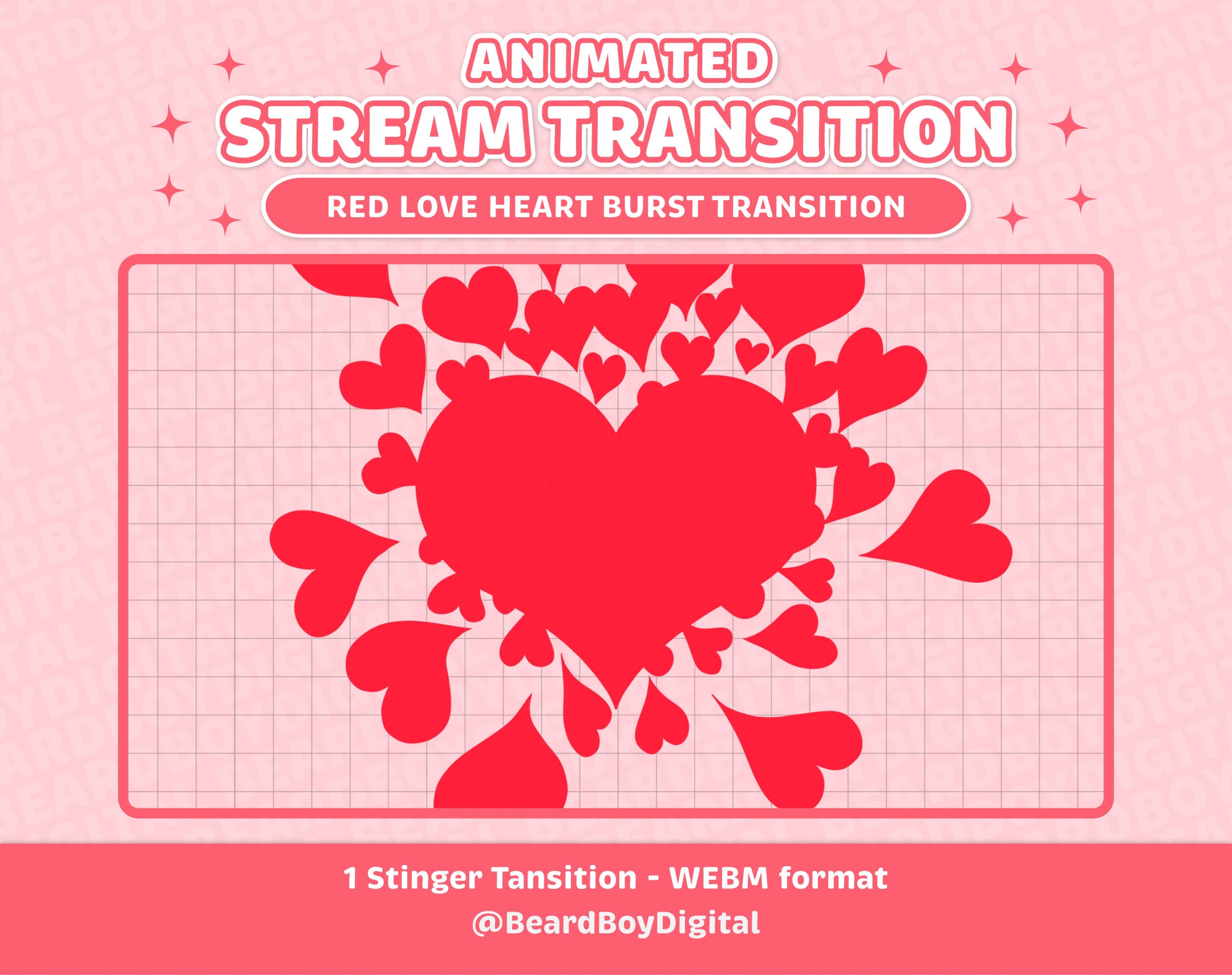 Love Heart Burst Animated Stream Transition (webm & .MOV) - Etsy