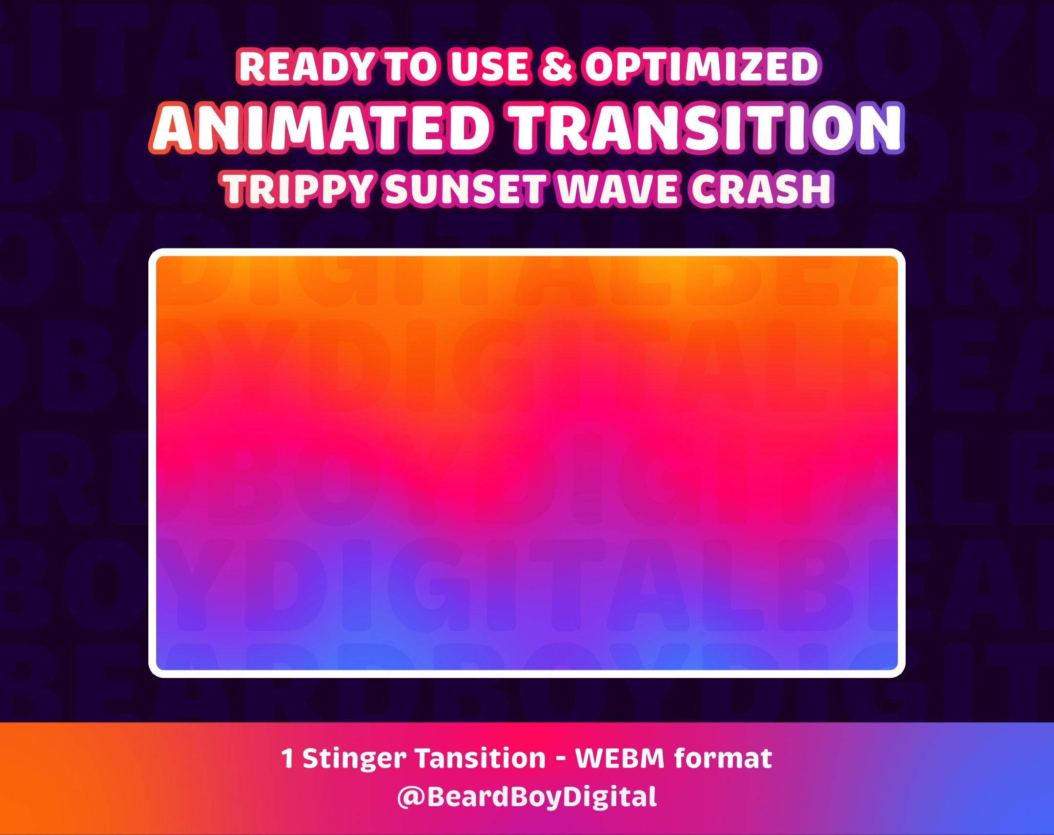 Animated Stream Transition Trippy Sunset Wave Crash Twitch Stinger, OBS ...