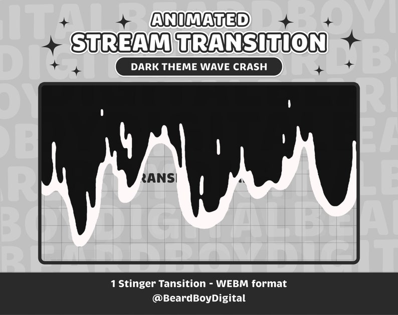Animated Stream Transition - Dark Theme Wave Crash | Twitch Stinger ...