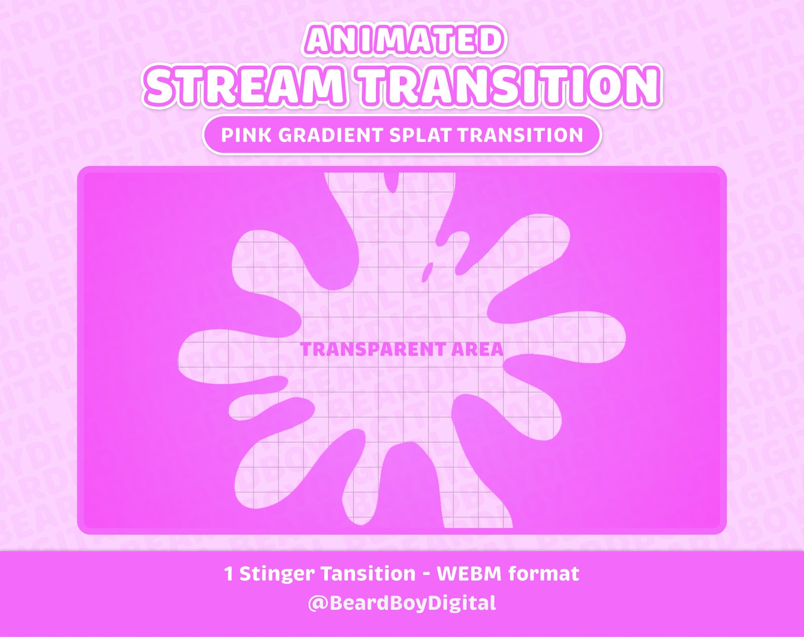 Pink Gradient Splat Animated Stream Transition | Twitch, OBS, Stream ...