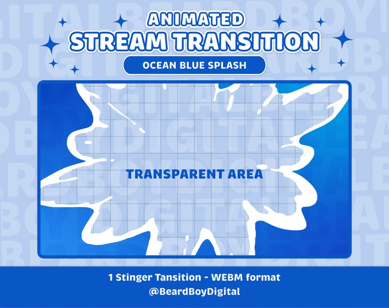 Animated Stream Transition Ocean Blue Splash Twitch Stinger, OBS ...