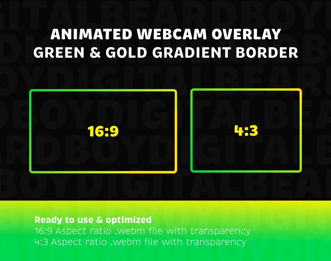 Animated Webcam Overlay | Green and Gold Gradient, Gradient Border ...