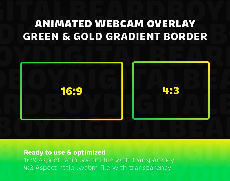 Animated Green & Gold Gradient Webcam Overlay (digital Download) - Etsy