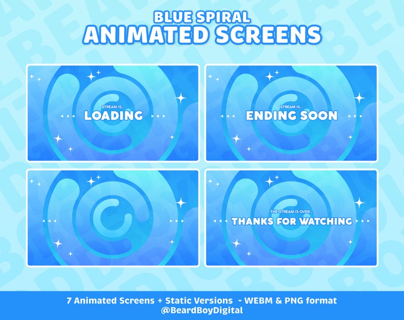 Blue Spiral Animated Screens for Twitch | Stream Scenes, Overlay Pack ...