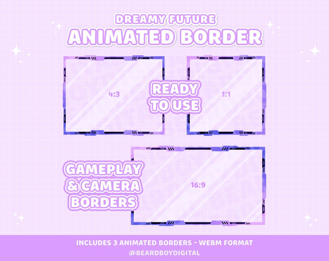 Dreamy Future Animated Stream Border Set, Webcam Frame, Twitch Cam ...