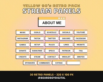 Pink 90's Retro Panels Pack for Twitch | Stream Panels, OBS, Stream ...