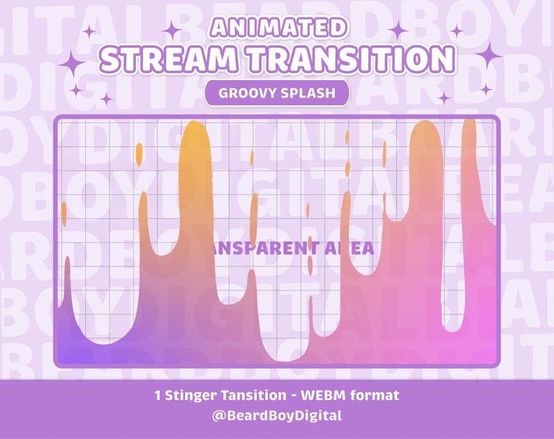 Animated Stream Transition Groovy Splash Twitch Transition, OBS, Stream ...