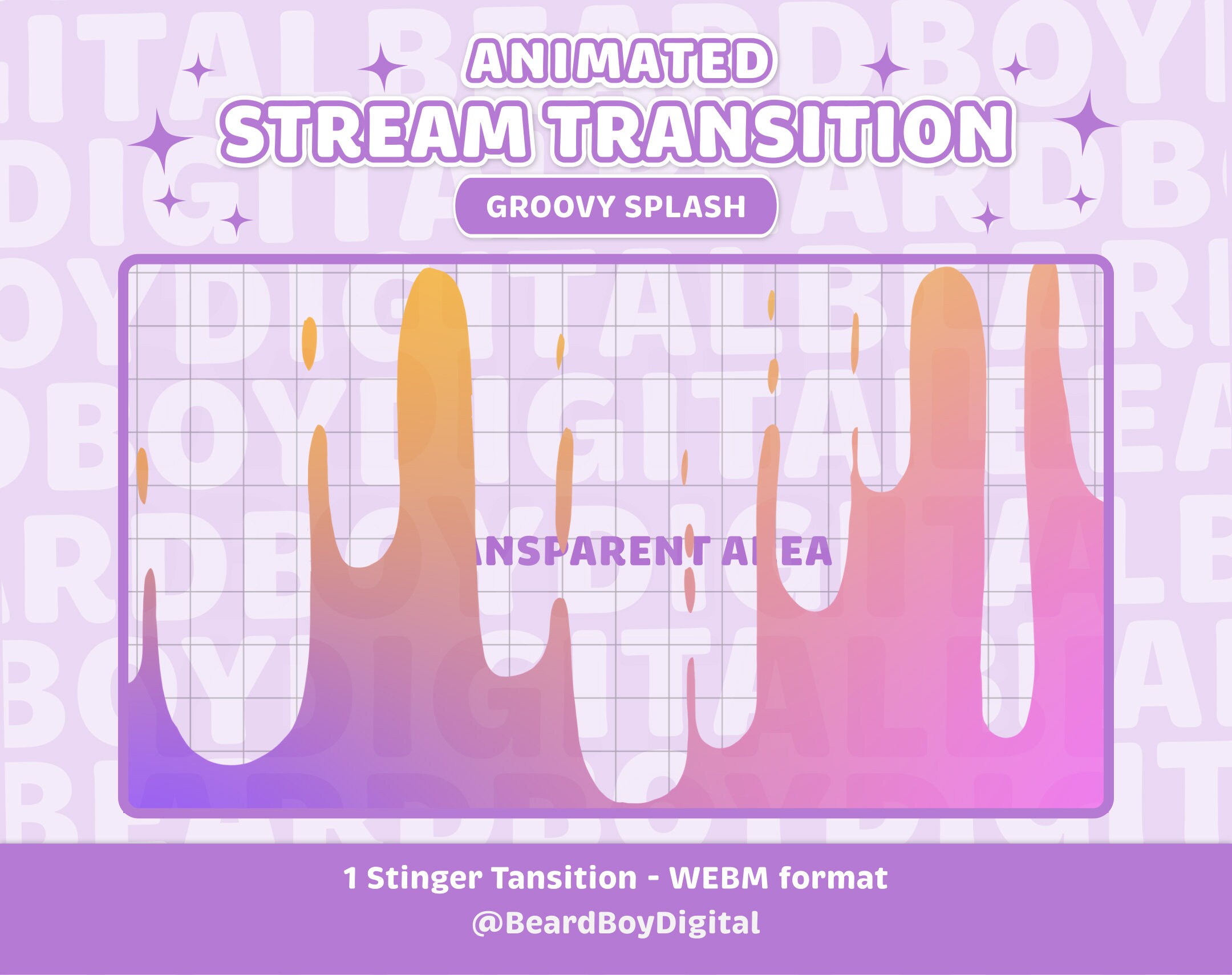 Animated Stream Transition Groovy Splash Twitch Transition, OBS, Stream ...