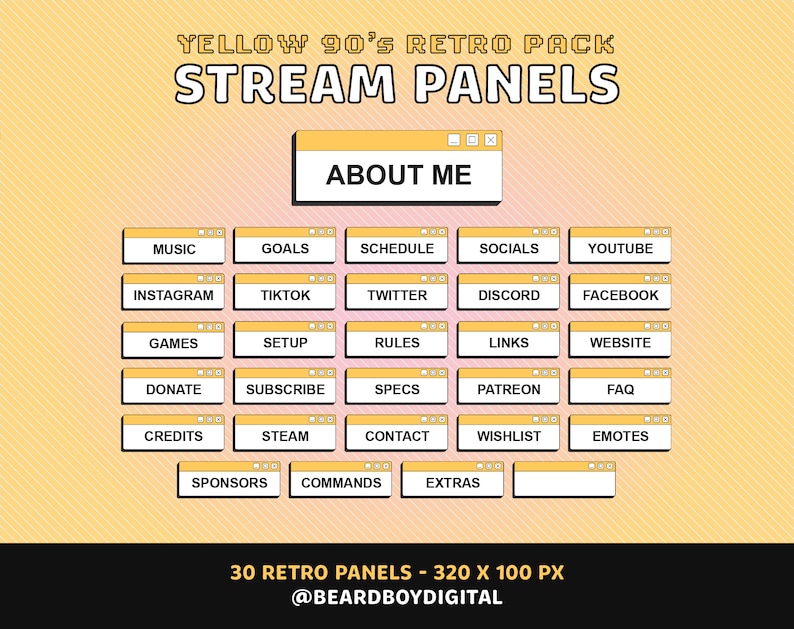 90's Retro Mega Pack Panels for Twitch | Stream Panels, OBS, Stream Assets, Overlay Pack, Lofi ...