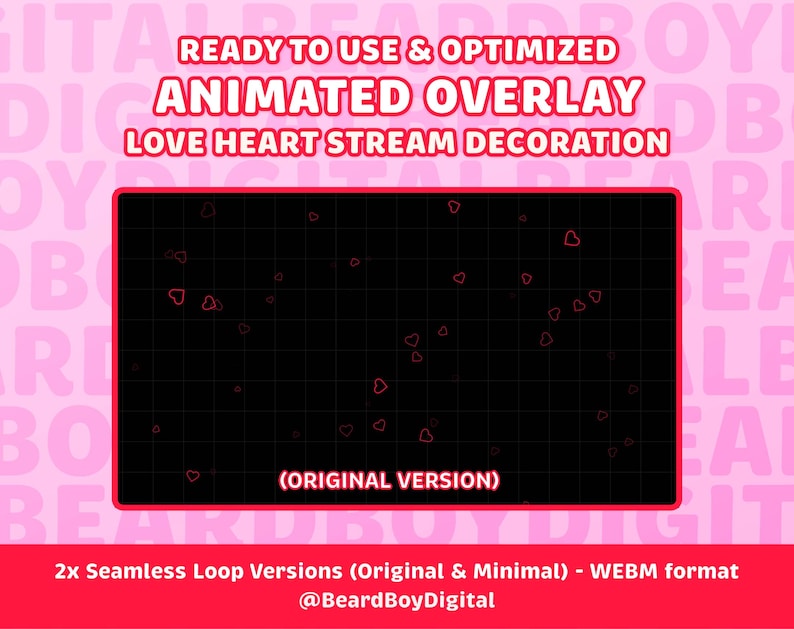 Animated Love Heart Stream Overlay: Seamless Loop (digital Download) - Etsy
