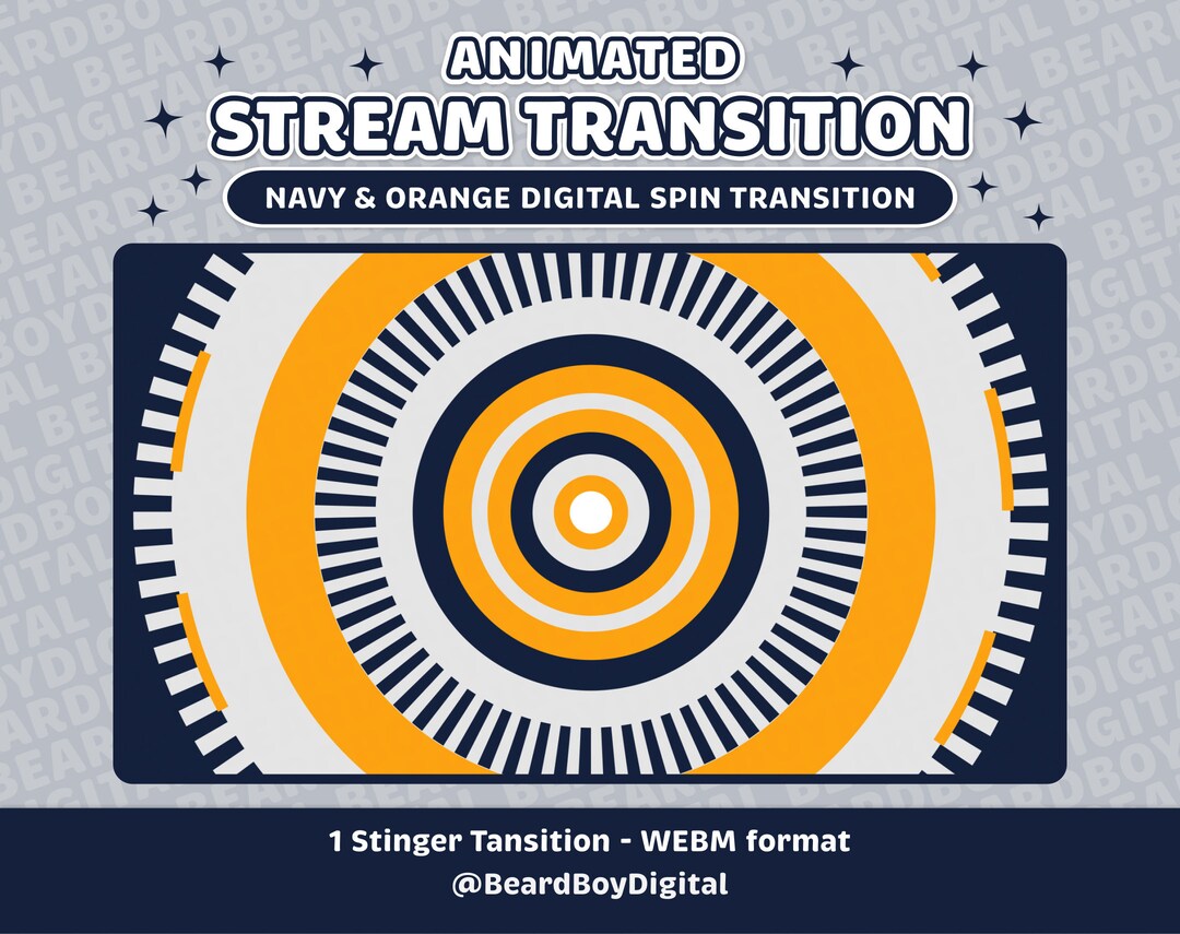 Navy & Orange Spin Animated Stinger Transition (webm) - Etsy