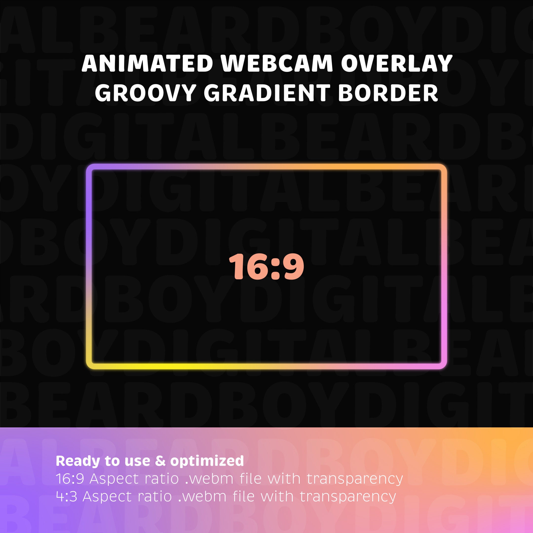 Animated Webcam Overlay | Groovy Gradient, Gradient Border, Stream ...