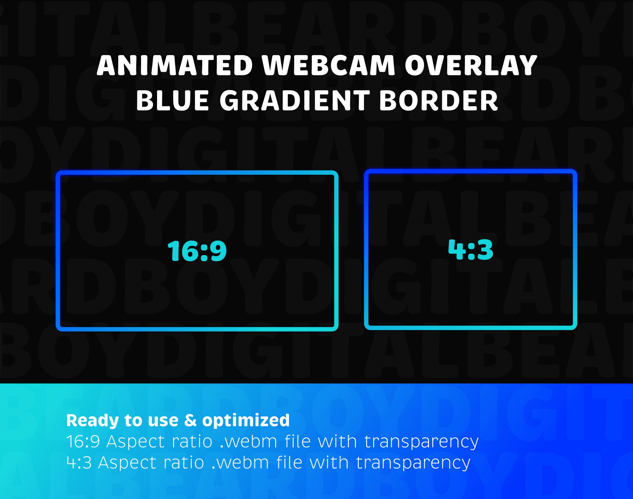 Animated Webcam Overlay Blue Gradient, Gradient Border, Stream Setup ...