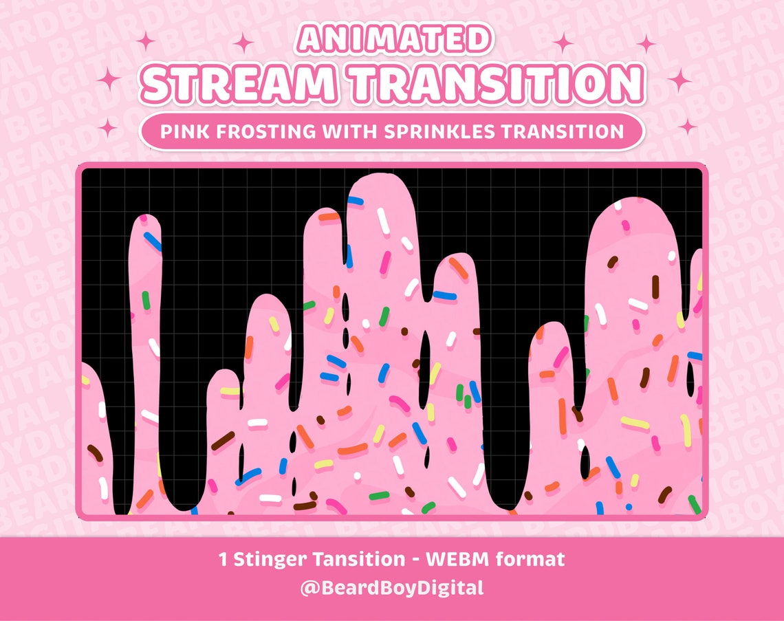 Pink Frosting With Sprinkles Animated Stinger Transition Stream, OBS ...