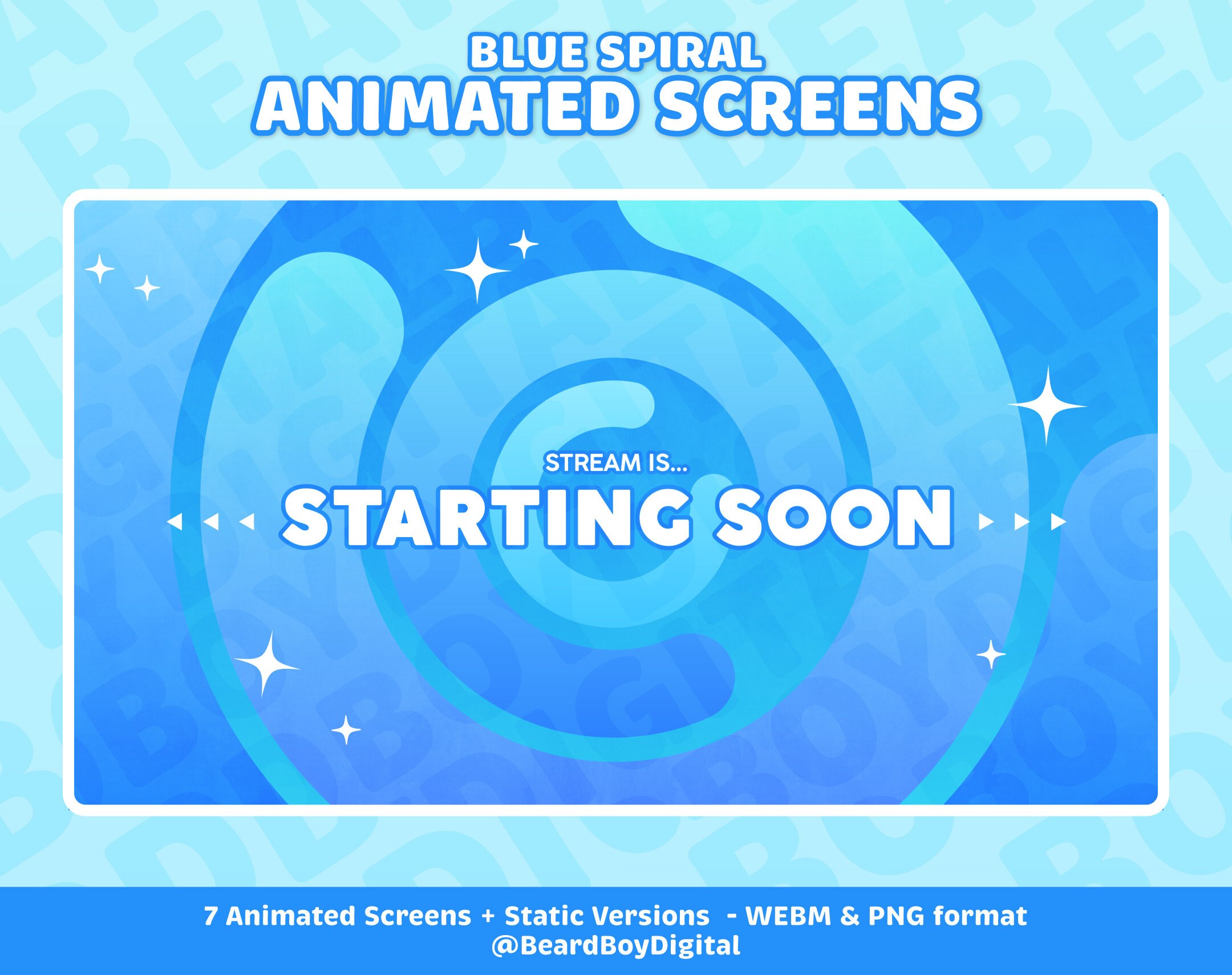 Blue Spiral Animated Screens for Twitch | Stream Scenes, Overlay Pack ...