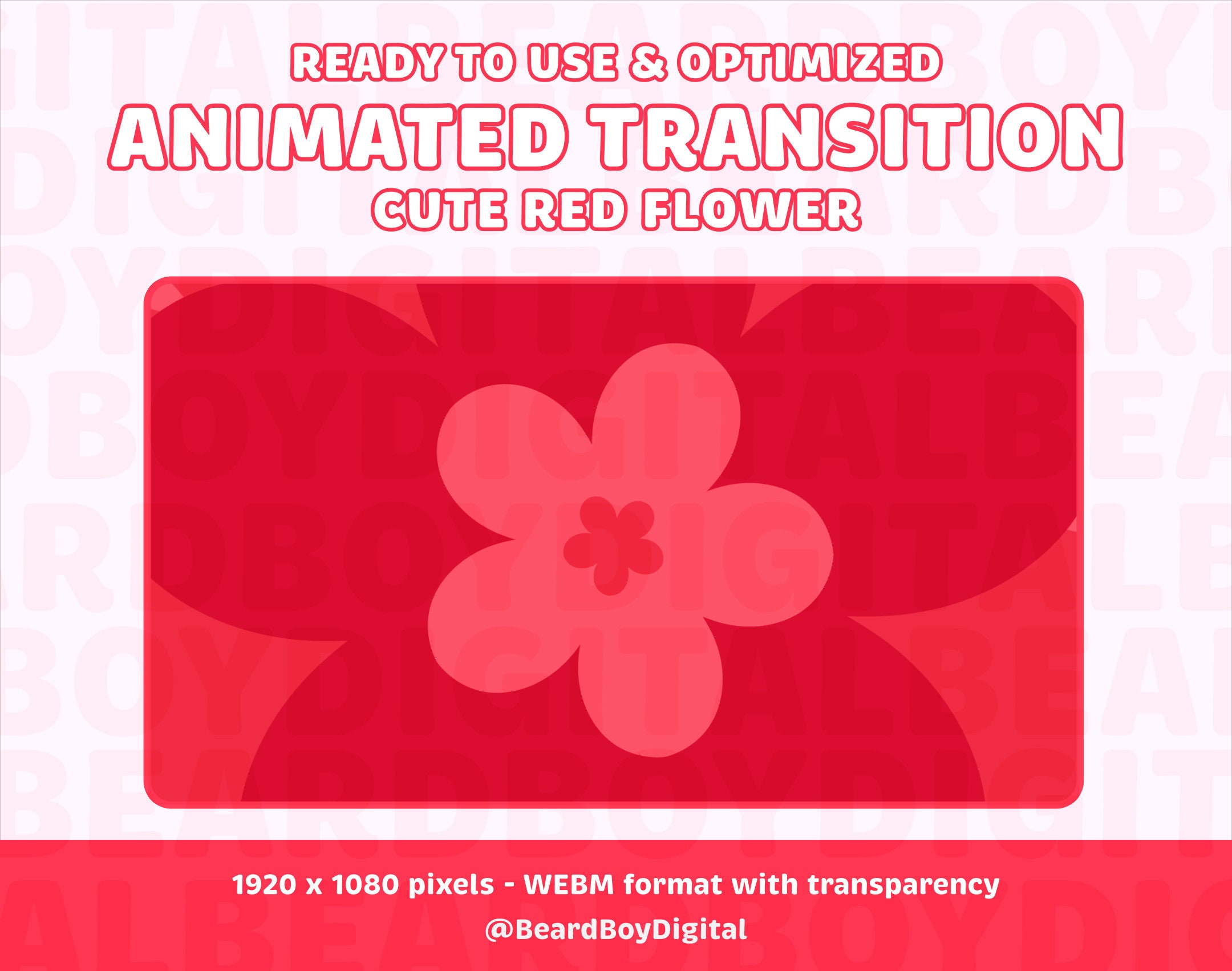 Twitch Stinger Transition Cute Red Flower Stream Transition Animated ...