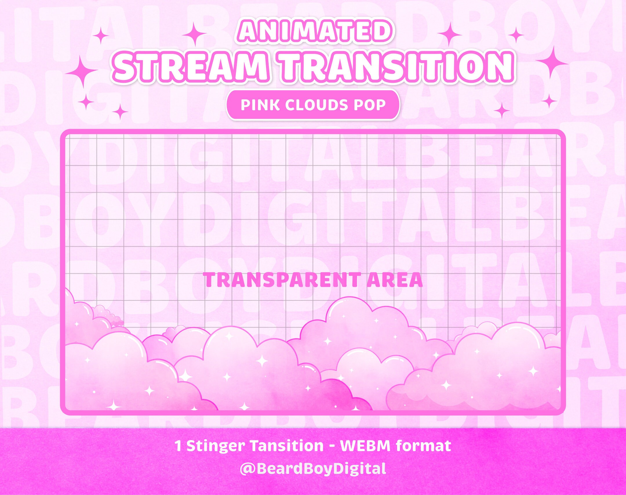Pink Cloud Stream Transition: Animated Stinger for Twitch (digital File ...