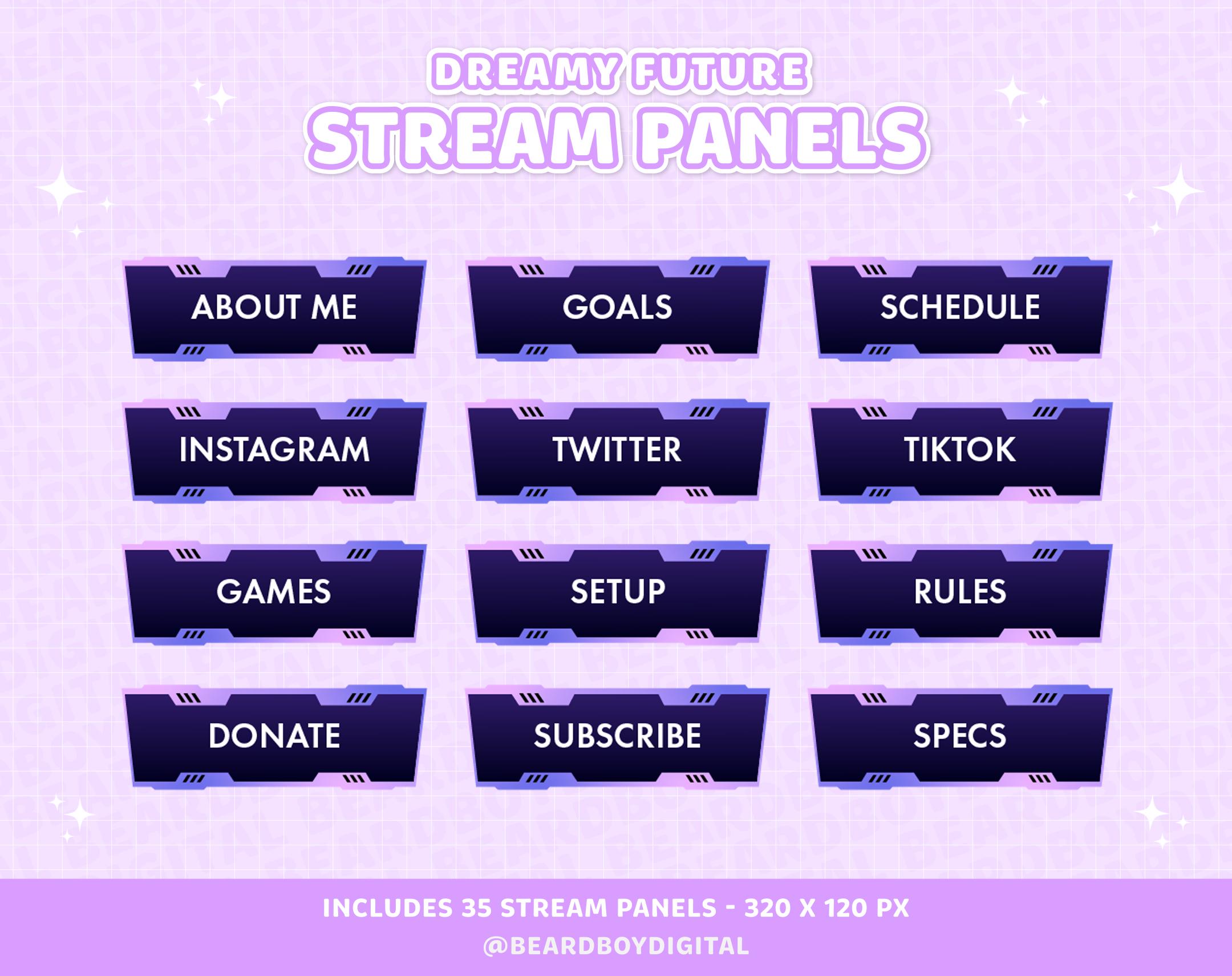 Dreamy Future Stream Panels for Twitch | Custom Stream Pack, Stream ...