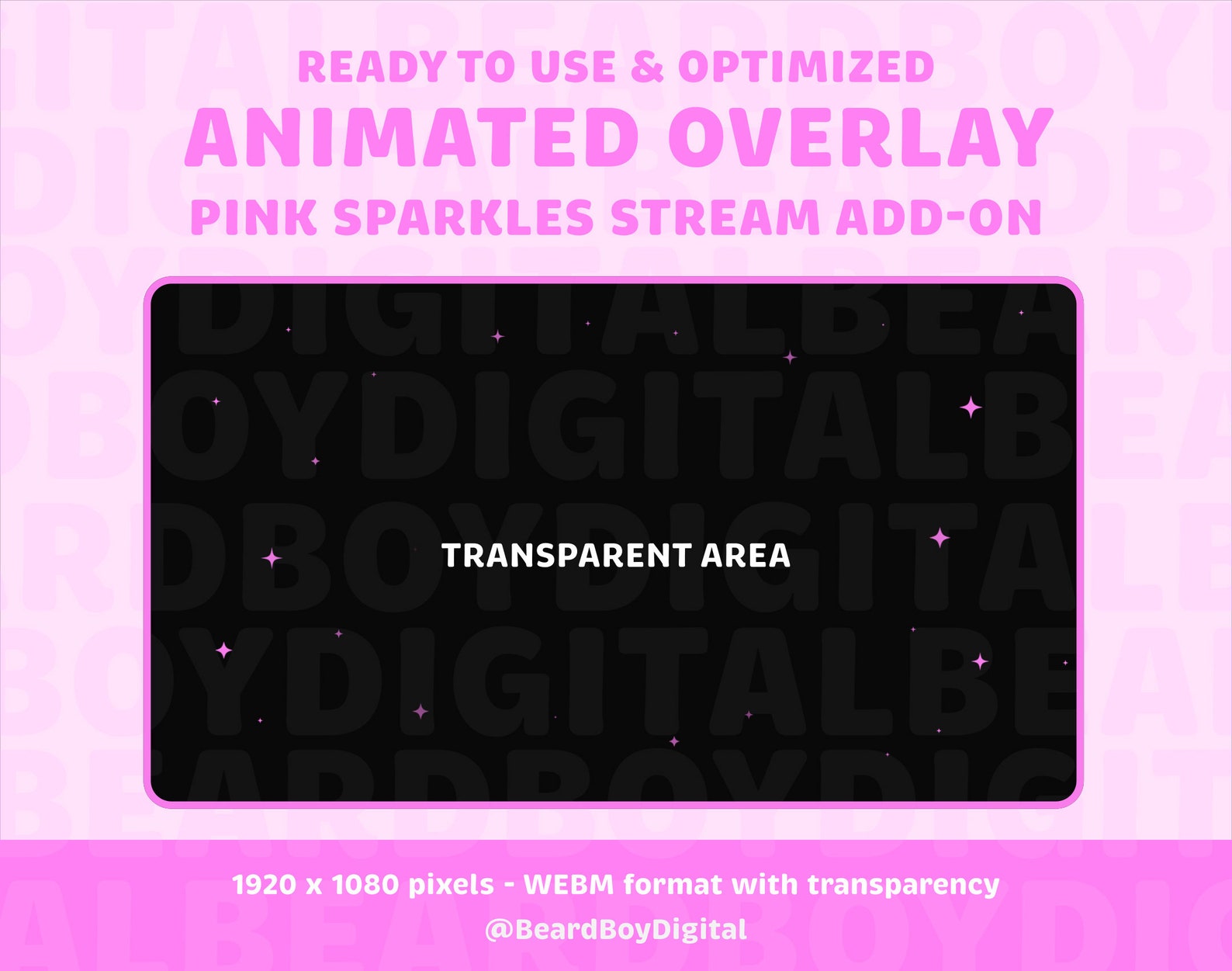 Animated Stream Overlay - Pink Sparkles - Stream Add-on | Twitch, OBS ...