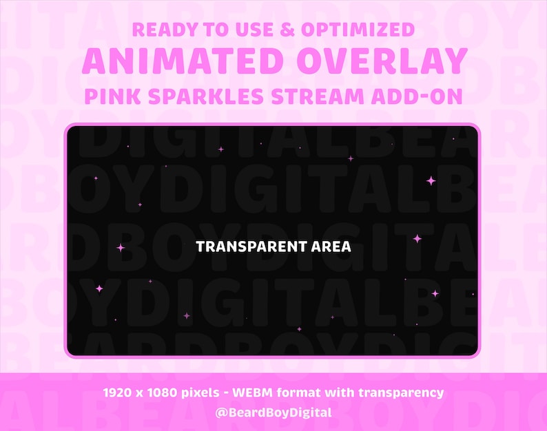 Animated Stream Overlay Pink Sparkles Stream Add-on Twitch, OBS ...