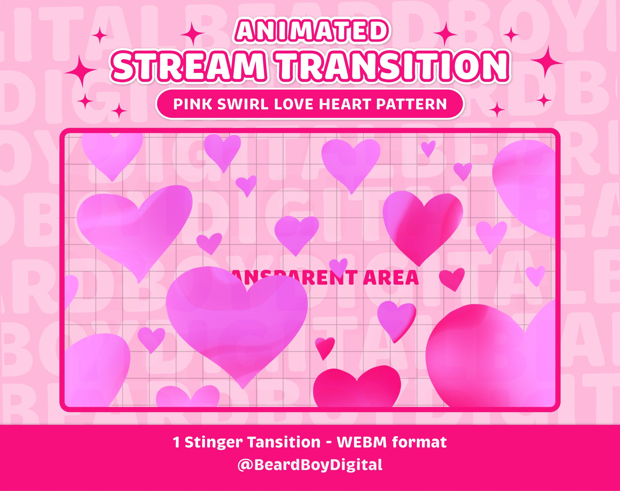 Animated Stream Transition Pink Swirl Love Heart Pattern Twitch ...