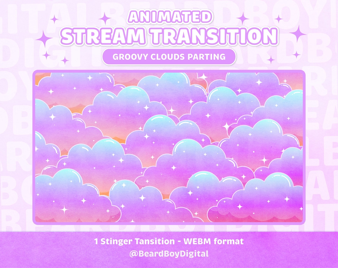 Animated Stream Transition: Groovy Pastel Clouds (WEBM Digital File) - Etsy