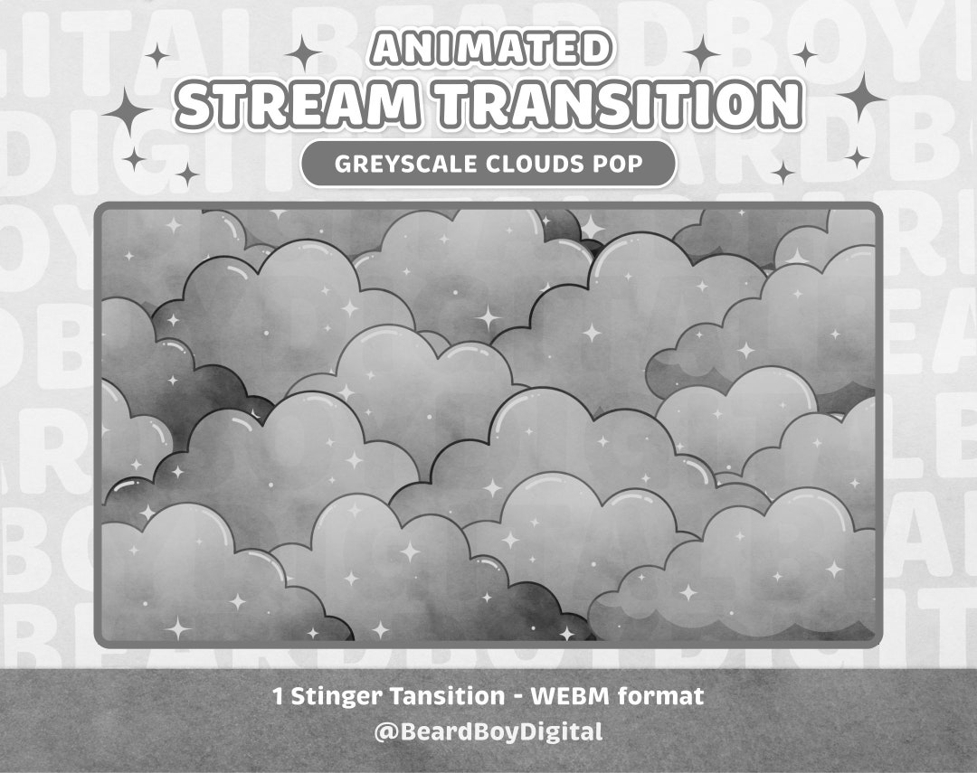Animated Stream Transition - Greyscale Texture Cloud Pop | Twitch ...
