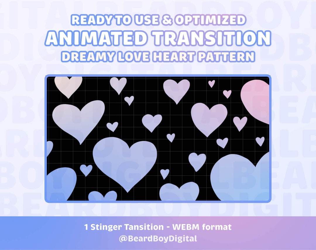 Animated Stream Transition Dreamy Love Heart Pattern - Etsy