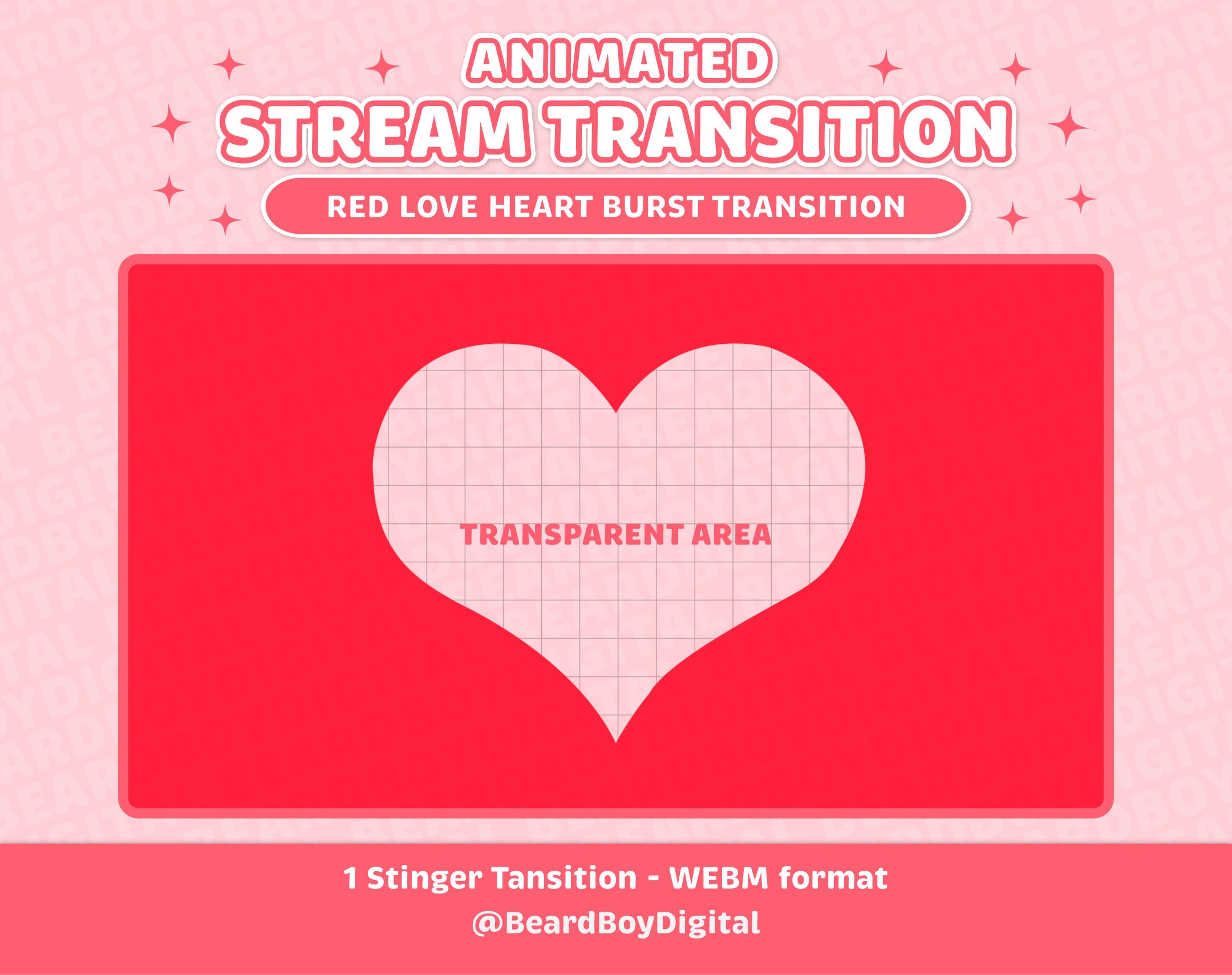Love Heart Burst Animated Stream Transition (webm & .MOV) - Etsy