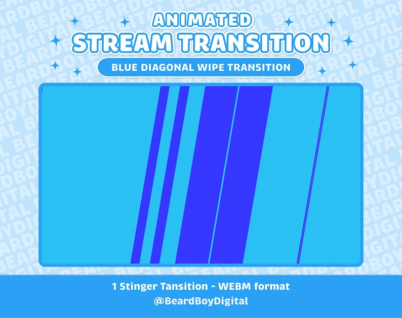 Blue Diagonal Stripes Animated Stream Transition (WEBM) - Etsy