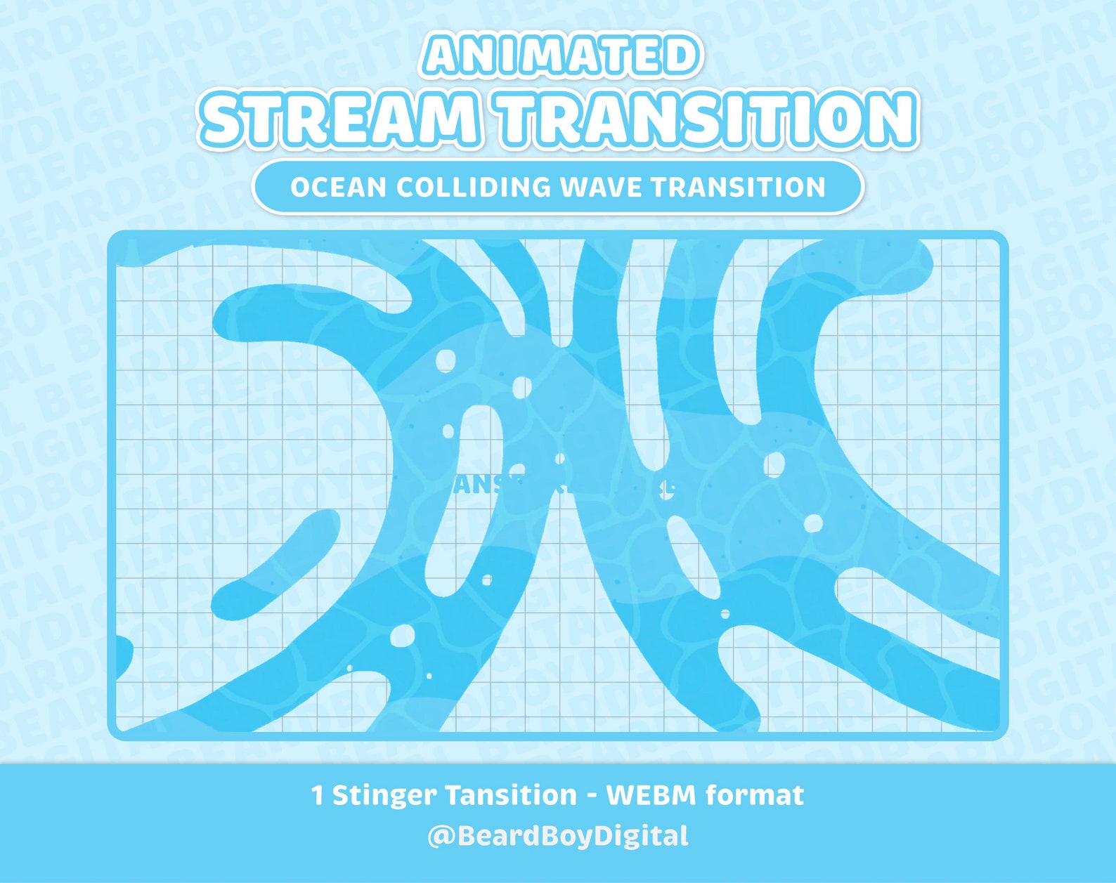 Ocean Colliding Wave Animated Stream Transition Twitch, OBS, Stream Asset, Stinger, Liquid ...